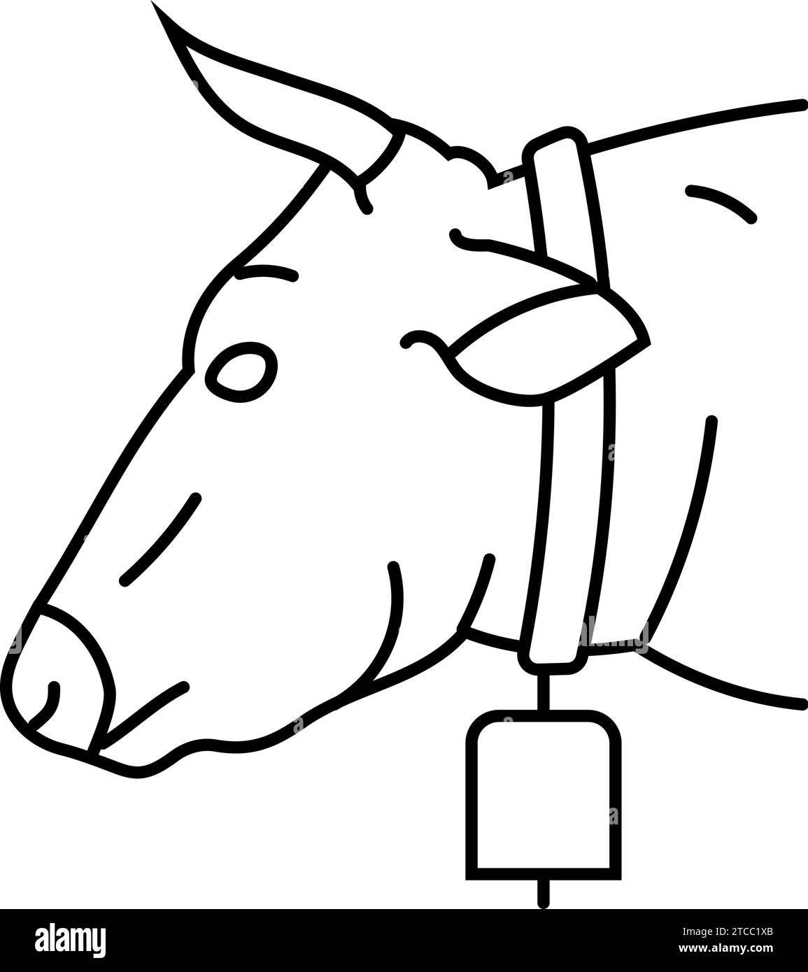cow with bell line icon vector illustration Stock Vector Image & Art ...