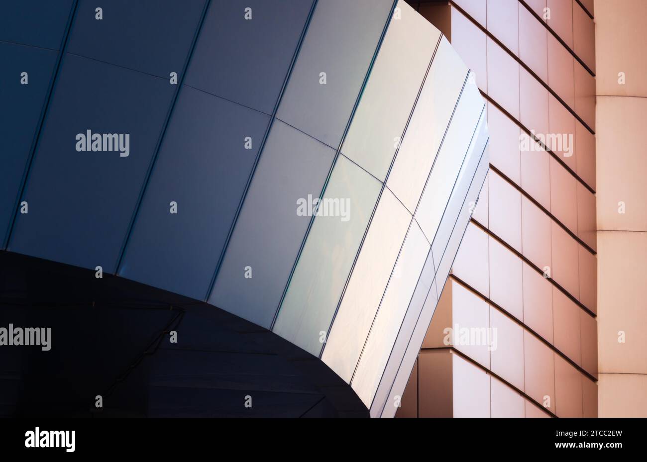 Architectural abstract pattern fragment of a wall of blue modern ...