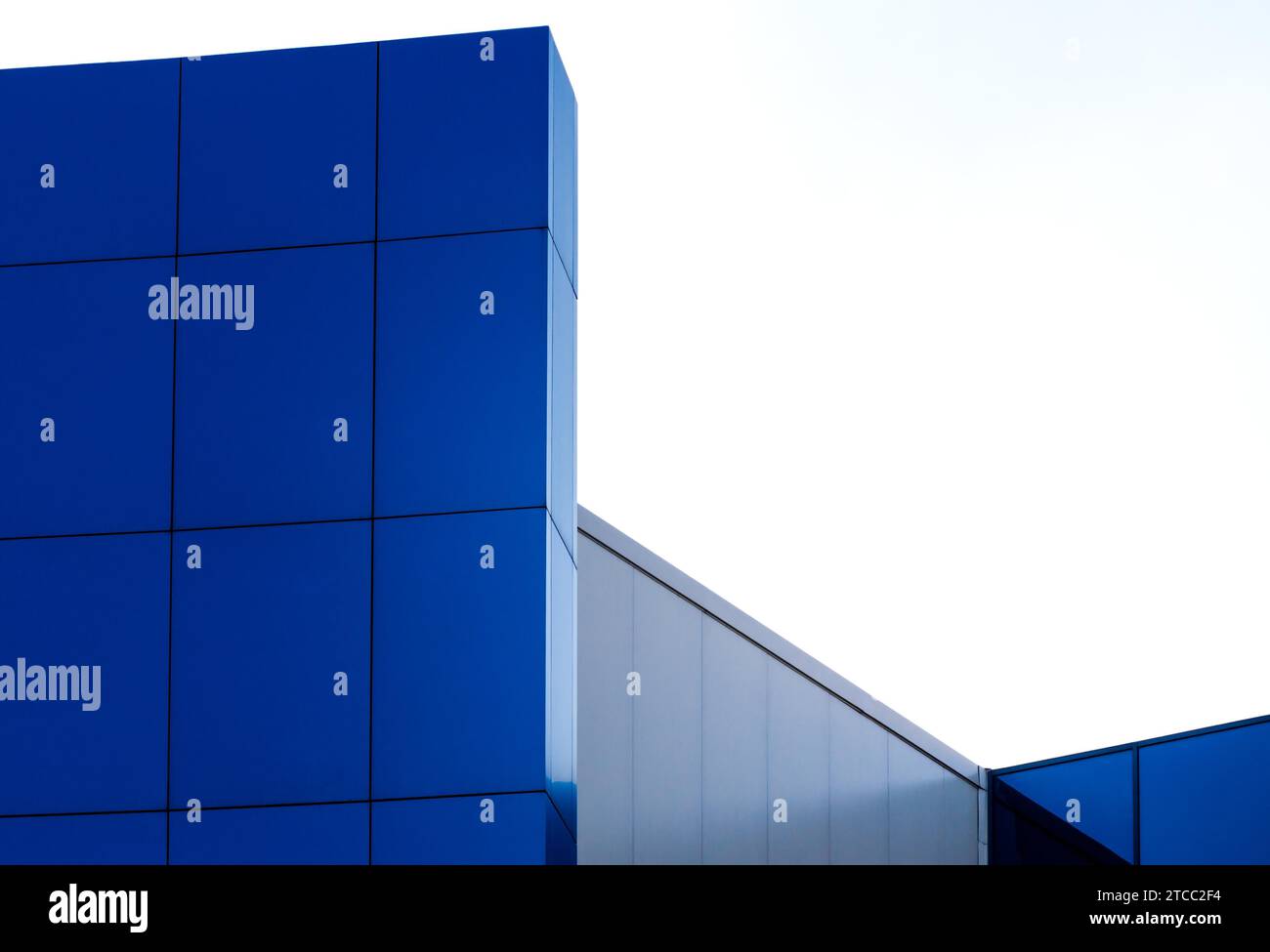 Architectural abstract pattern fragment of a wall of blue modern ...