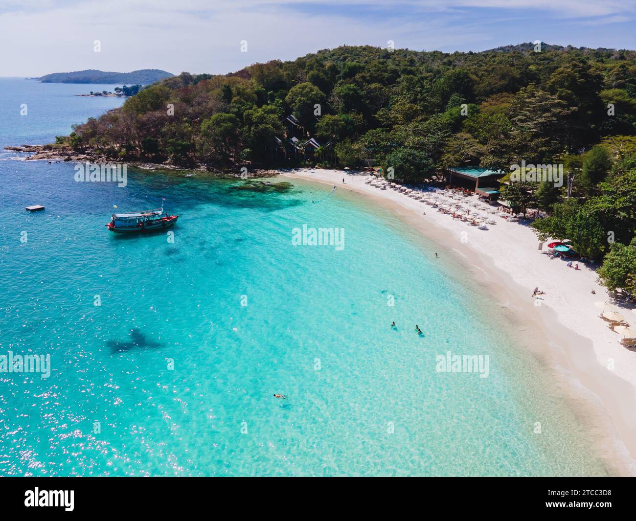 aerial drone view from above at the Samed Island in Thailand with a ...