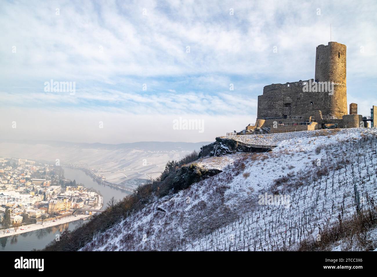 Winter landscape around Landshut Castle in Bernkastel-Kues on the ...