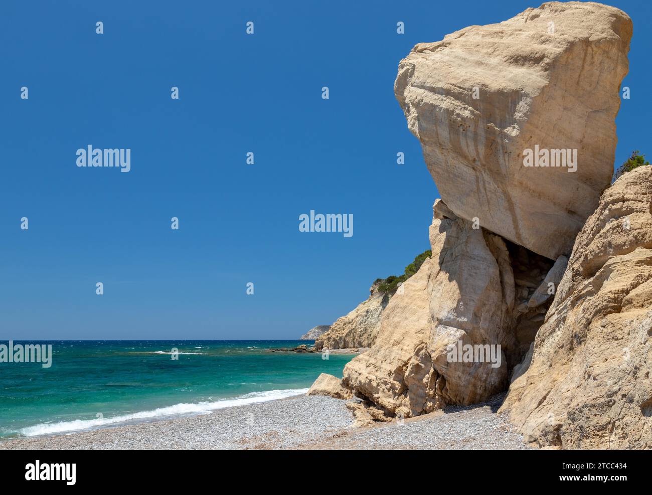 Pebble beach Akra Fourni nearby Monolithos at Rhodes island with multi ...