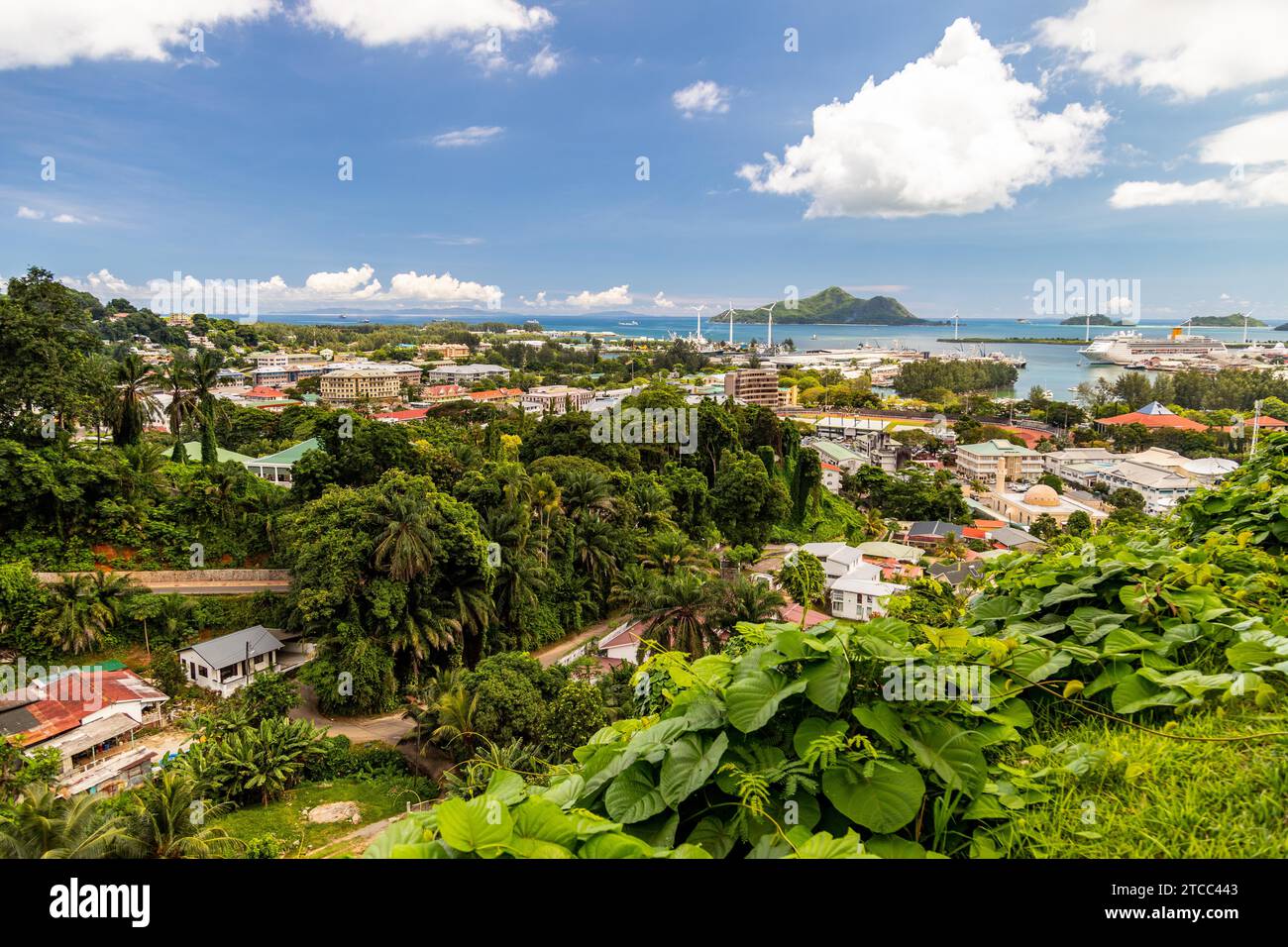 Panoramic view at the capital city victoria on Seychelles island Mahe ...