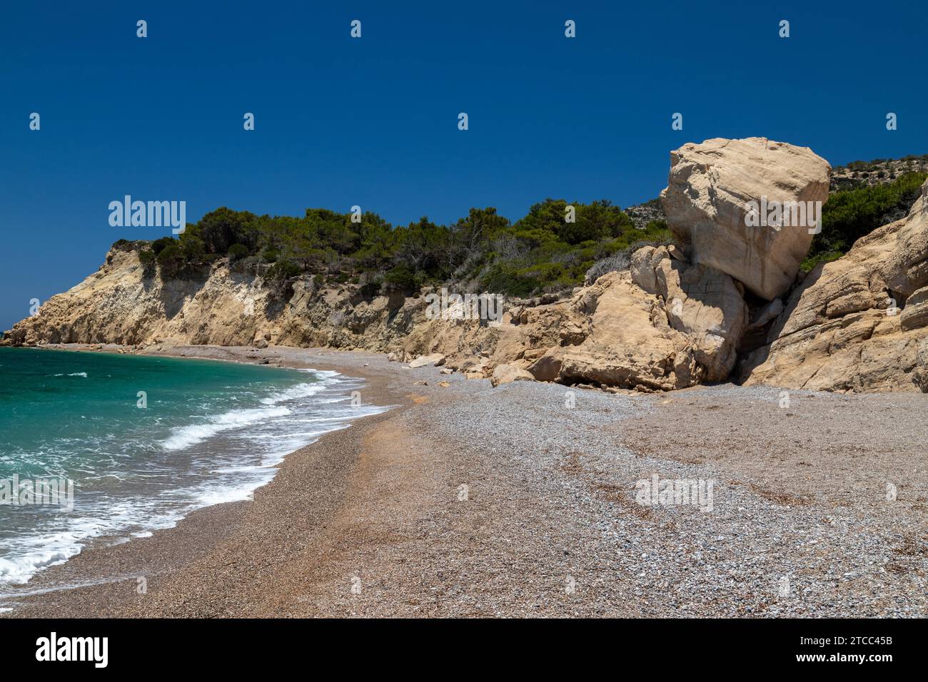 Pebble beach Akra Fourni nearby Monolithos at Rhodes island with multi ...