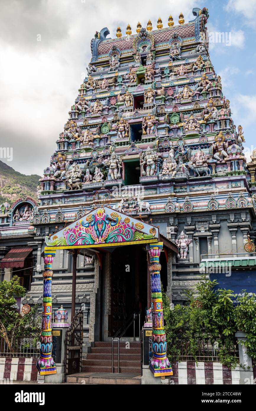 Hindu temple with colorful facade called Arulmihu Navasakti Vinayagar ...