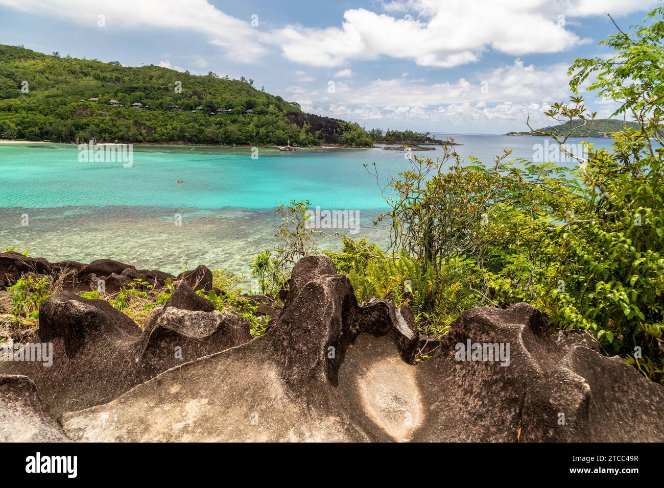 Panoramic view at the landscape on Seychelles island Mahe with ...