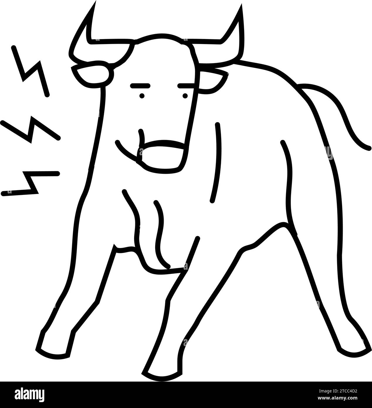 angry bull animal line icon vector illustration Stock Vector Image ...