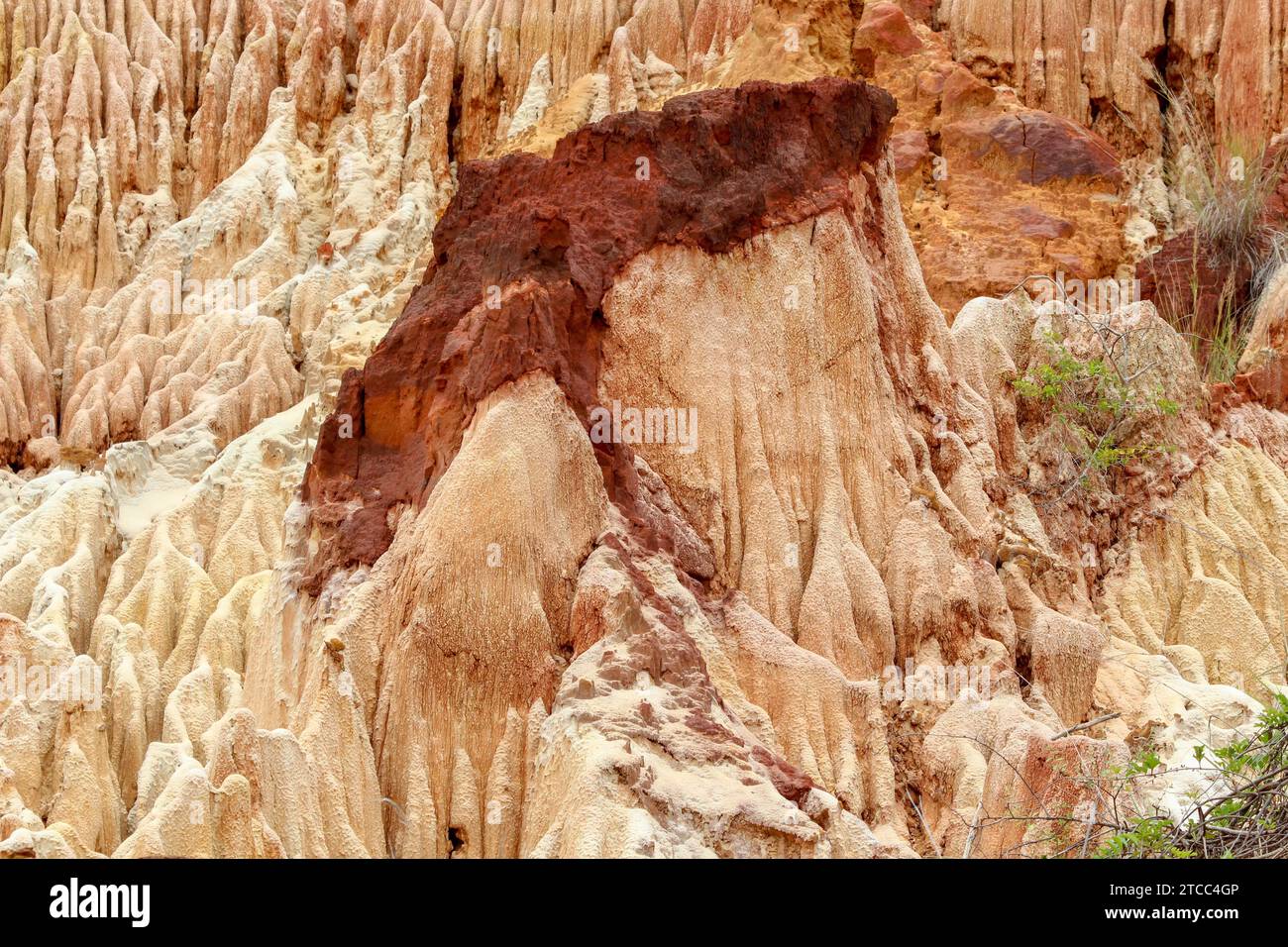 Red sandstone formations and needles (Tsingys) in Tsingy Rouge Park in ...