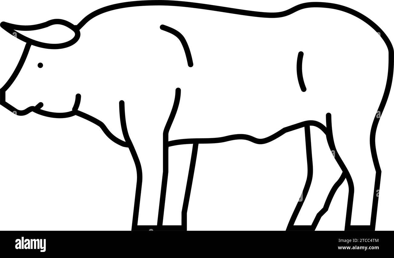 bull standing animal line icon vector illustration Stock Vector Image ...