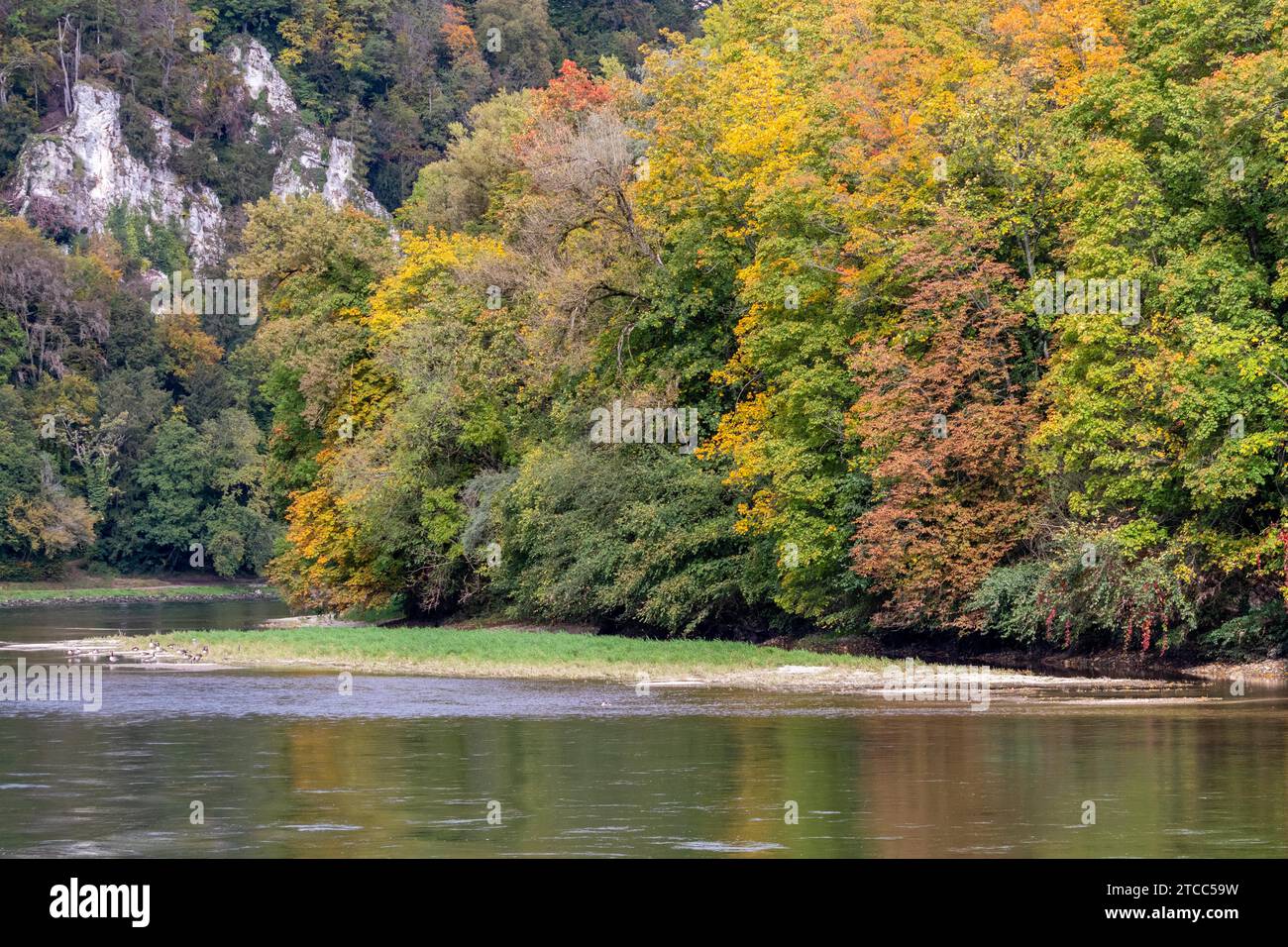Danube valley at Danube breakthrough near Kelheim, Bavaria, Germany in ...
