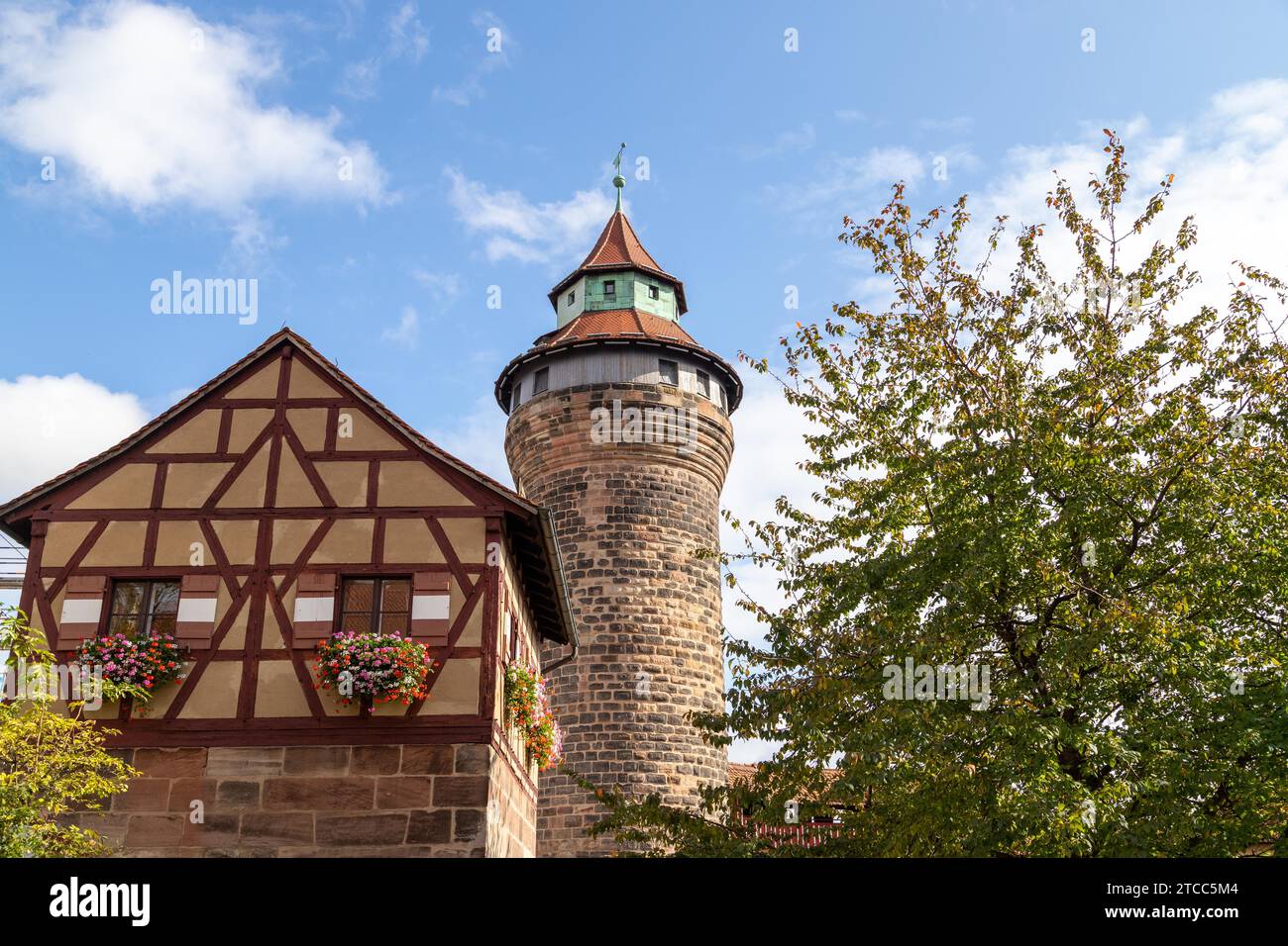 Historic tower and building of the Nuremberg castle, Bavaria, Germany ...