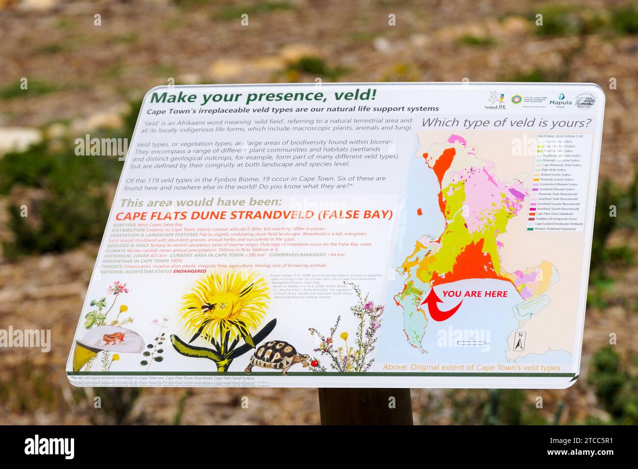 public educational signage or sign giving information on the veld ...