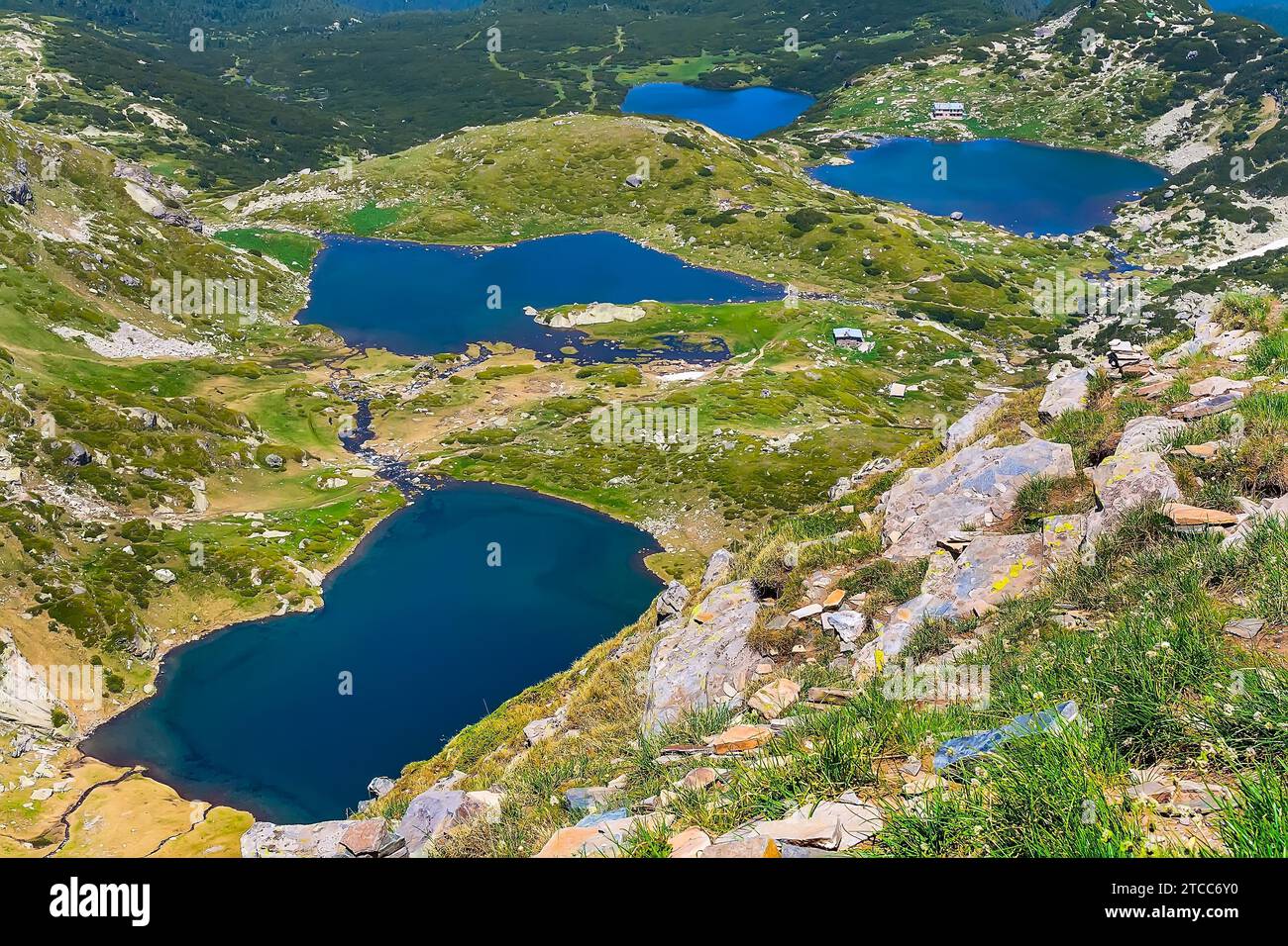 The Seven Rila Lakes in National Park Rila, Bulgaria panoramic view ...
