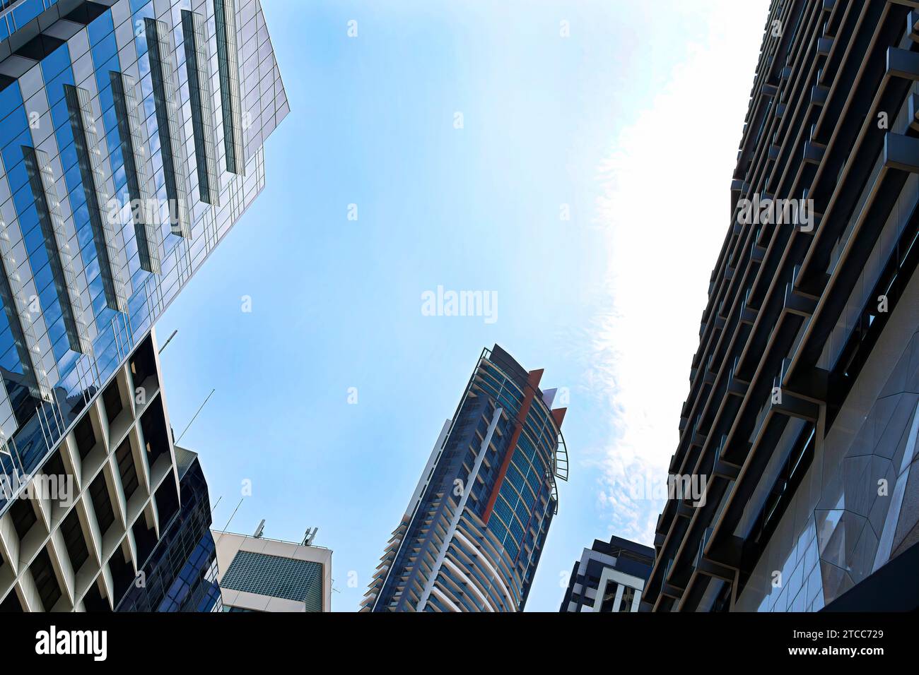 The city shot wide wide angle lens in the midday sun Stock Photo - Alamy