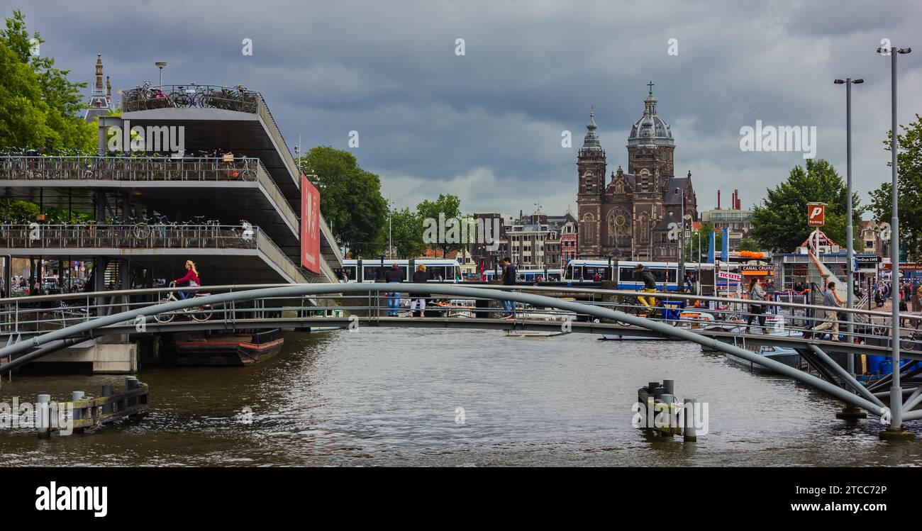 A picture of Amsterdam, with the Church of Saint Nicholas on the ...