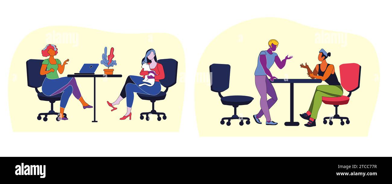 The set is a comfortable workplace for office workers. Distant work ...