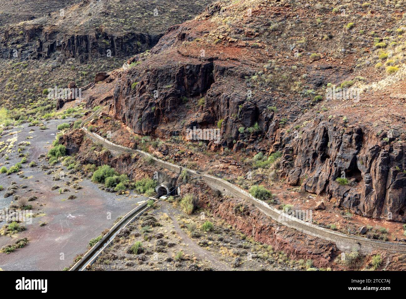 Barranco y Canal de Fataga, irrigation canal in a ravine, Fataga, San ...