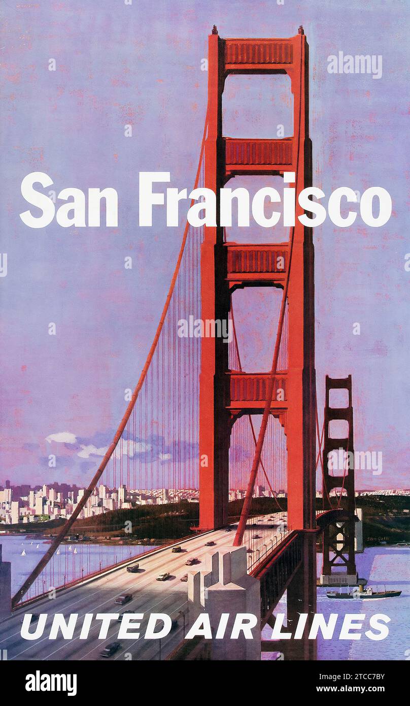 Vintage travel poster - United Airlines San Francisco, Golden Gate ...
