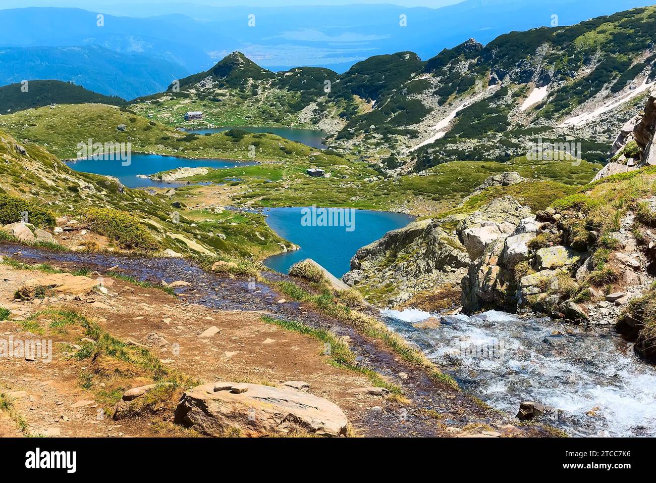 Aerial veiw of Seven Rila Lakes in National Park Rila, Bulgaria Stock ...