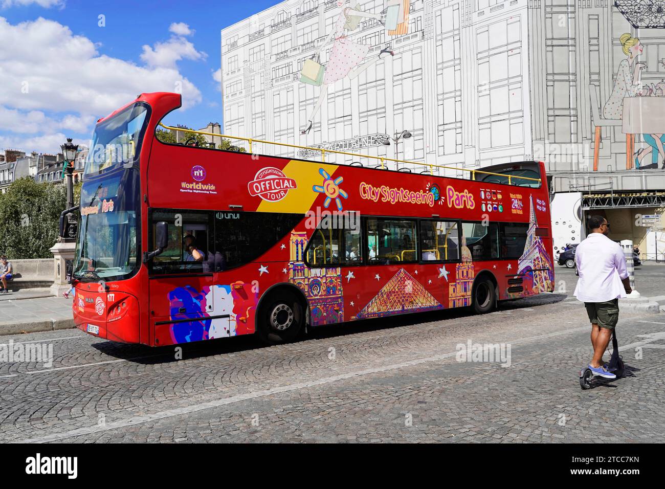 Sightseeing tour by open-top bus, Paris, France Stock Photo - Alamy