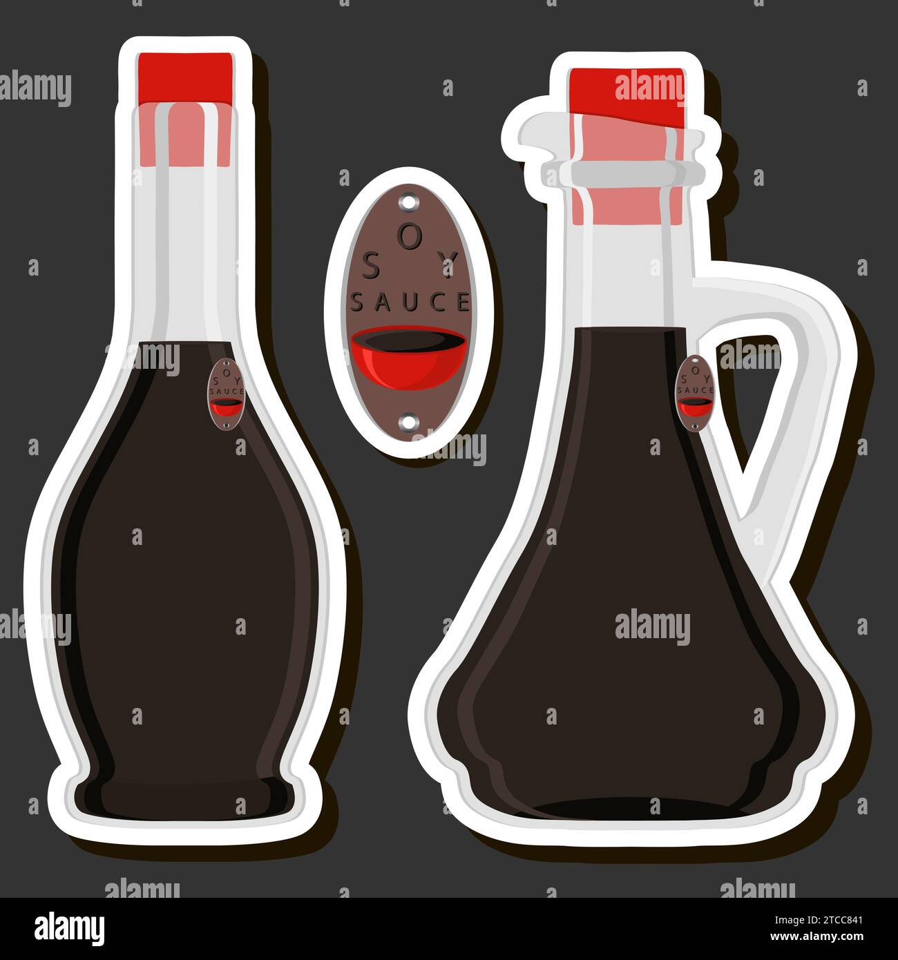 Illustration on theme big kit varied glass bottles filled liquid soy ...
