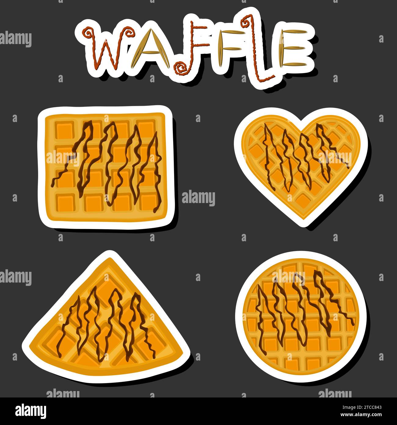Illustration on theme big kit different types biscuit waffle with cell ...