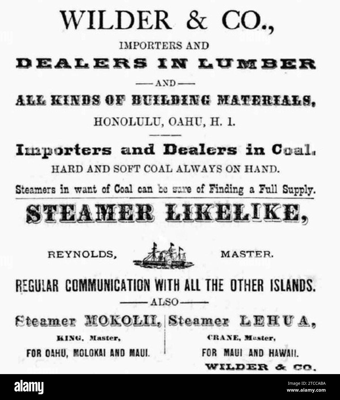 Wilder & Company ad 1880 Stock Photo - Alamy