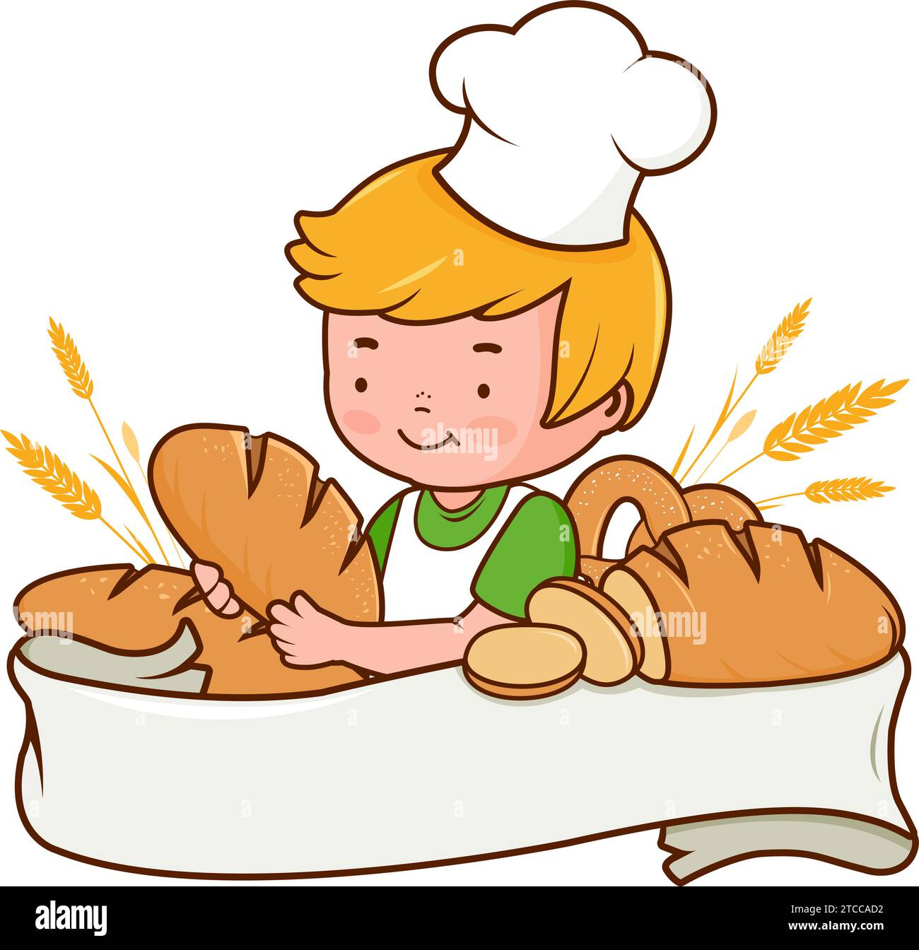 Bakery shop sign. Cute little chef kid bakery banner cooking meal menu ...