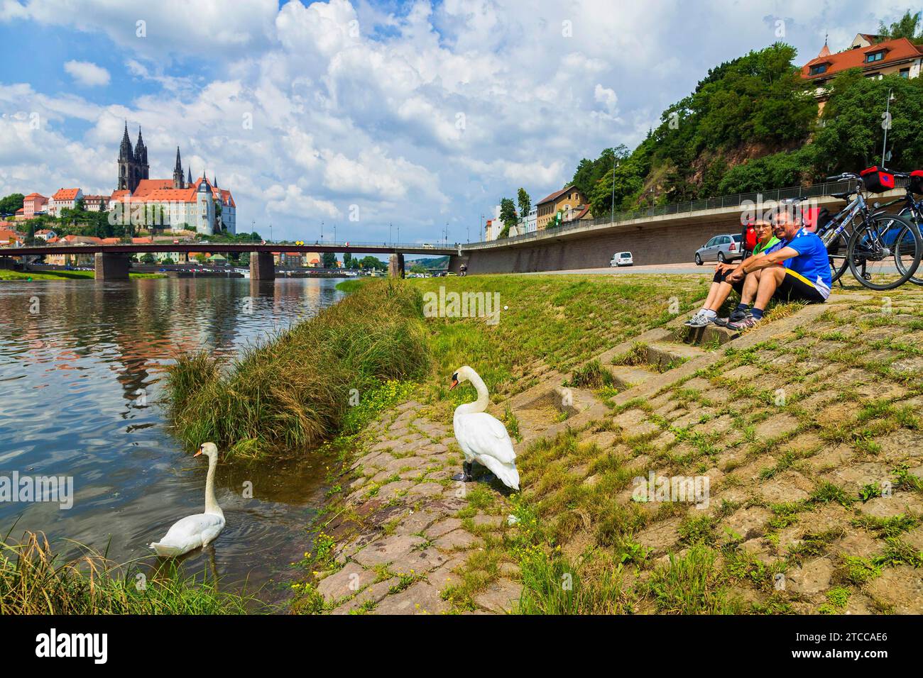 Elbe Cycle Route in Meissen Stock Photo - Alamy