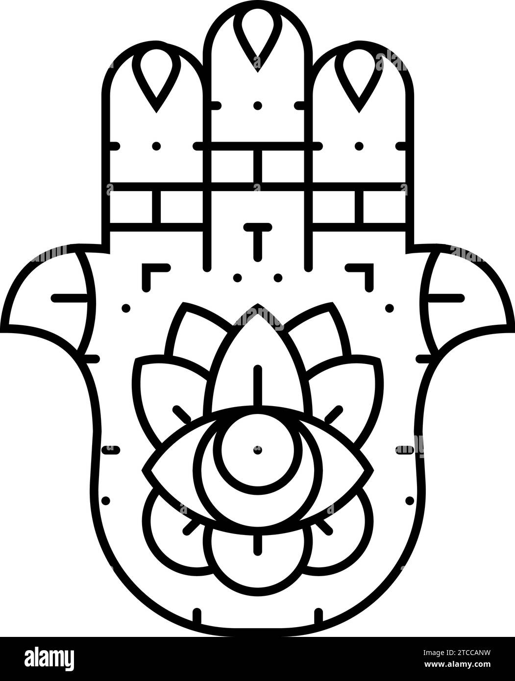 hamsa hand islam muslim line icon vector illustration Stock Vector ...