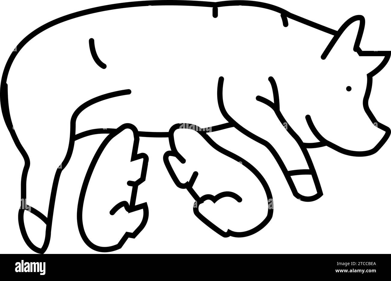 pig piglets farm line icon vector illustration Stock Vector Image & Art ...