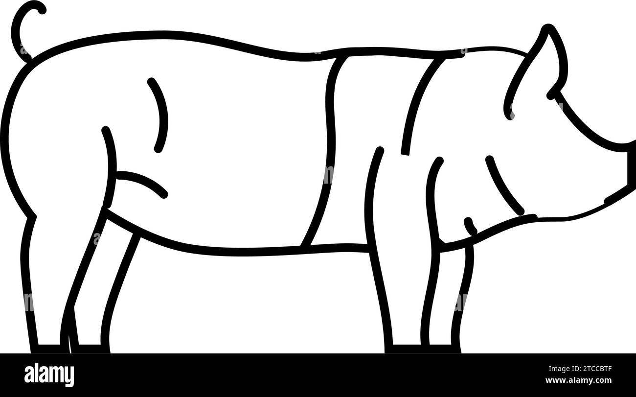hampshire pig breed line icon vector illustration Stock Vector Image ...
