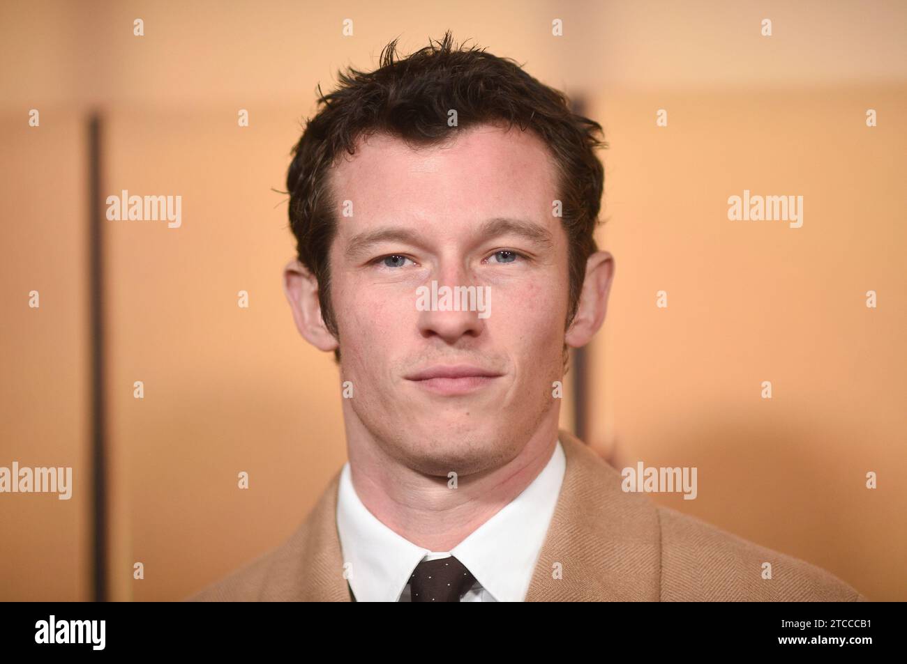 Callum Turner attends the premiere of "The Boys in the Boat" on Monday ...
