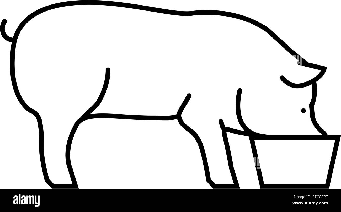 pig feeding farm line icon vector illustration Stock Vector Image & Art ...