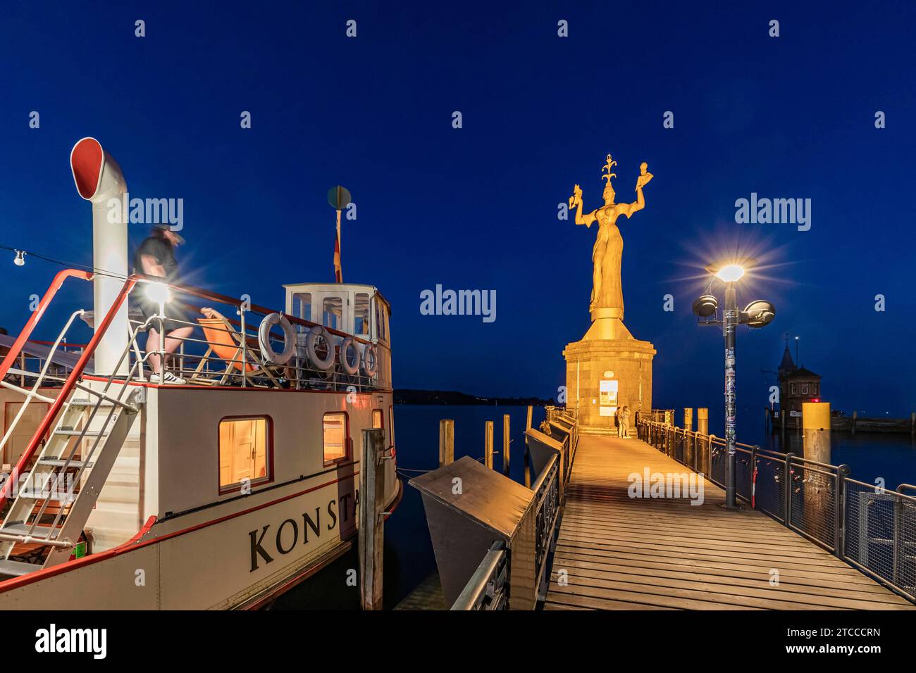 Restaurant on the historic ferry Constance and Imperia in the harbour ...