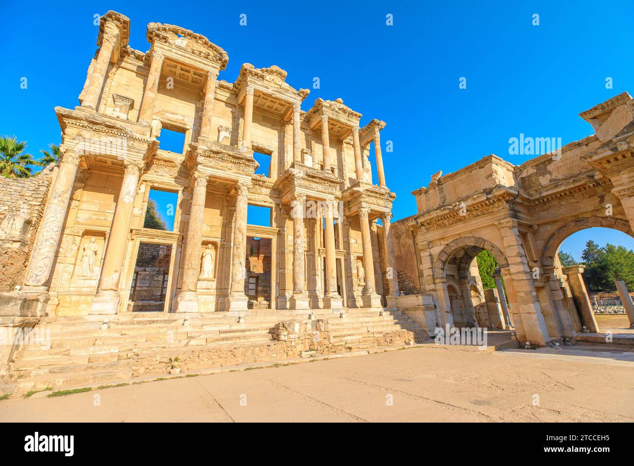 Library of Celsus with intricate carvings and statues evokes sense of ...