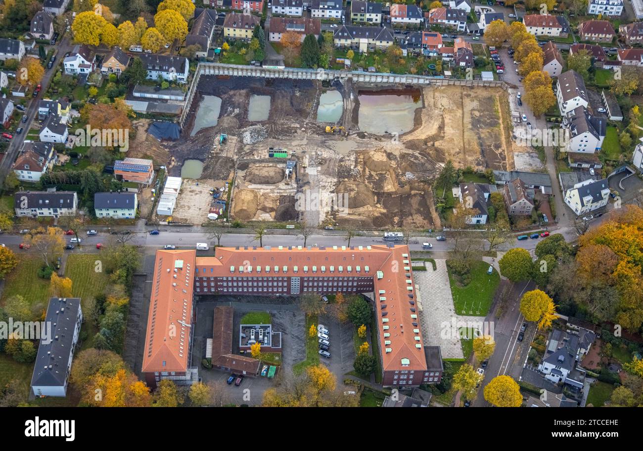 Aerial view, right-angled building administrative headquarters ...