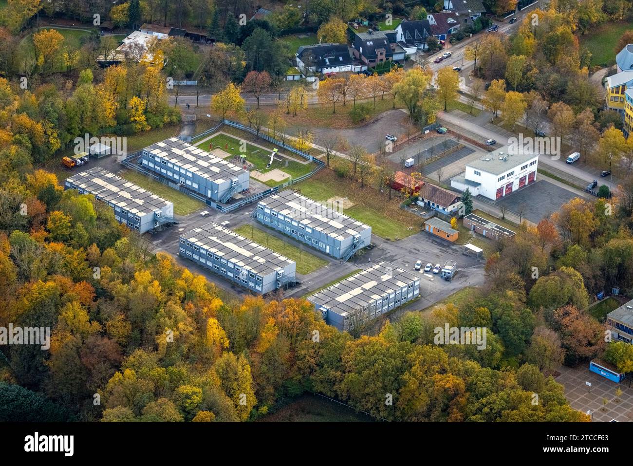 Aerial view, Eppendorf volunteer fire department equipment house ...