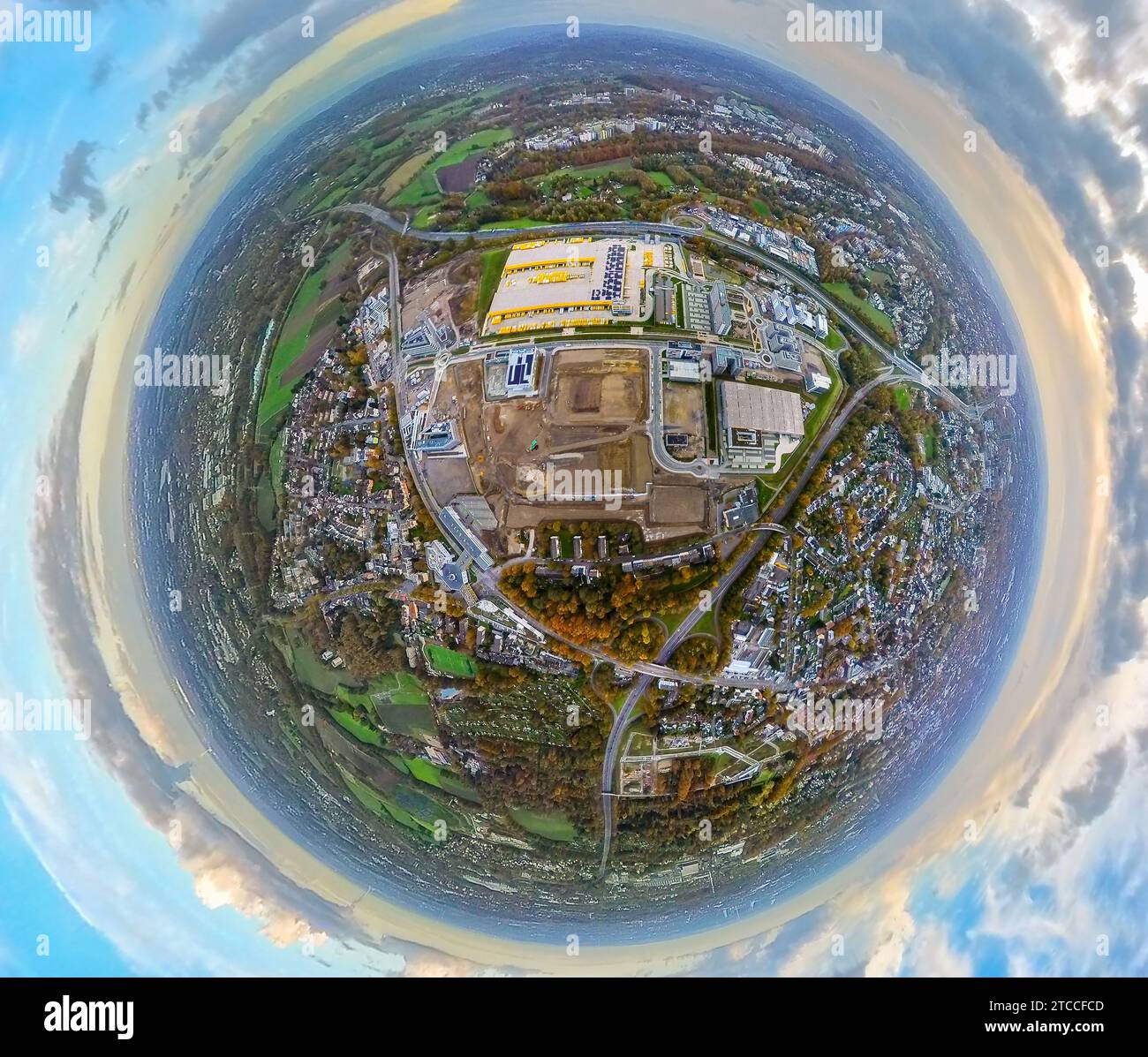 Aerial view, large construction site Mark 51/7, O-Werk Campus and new ...