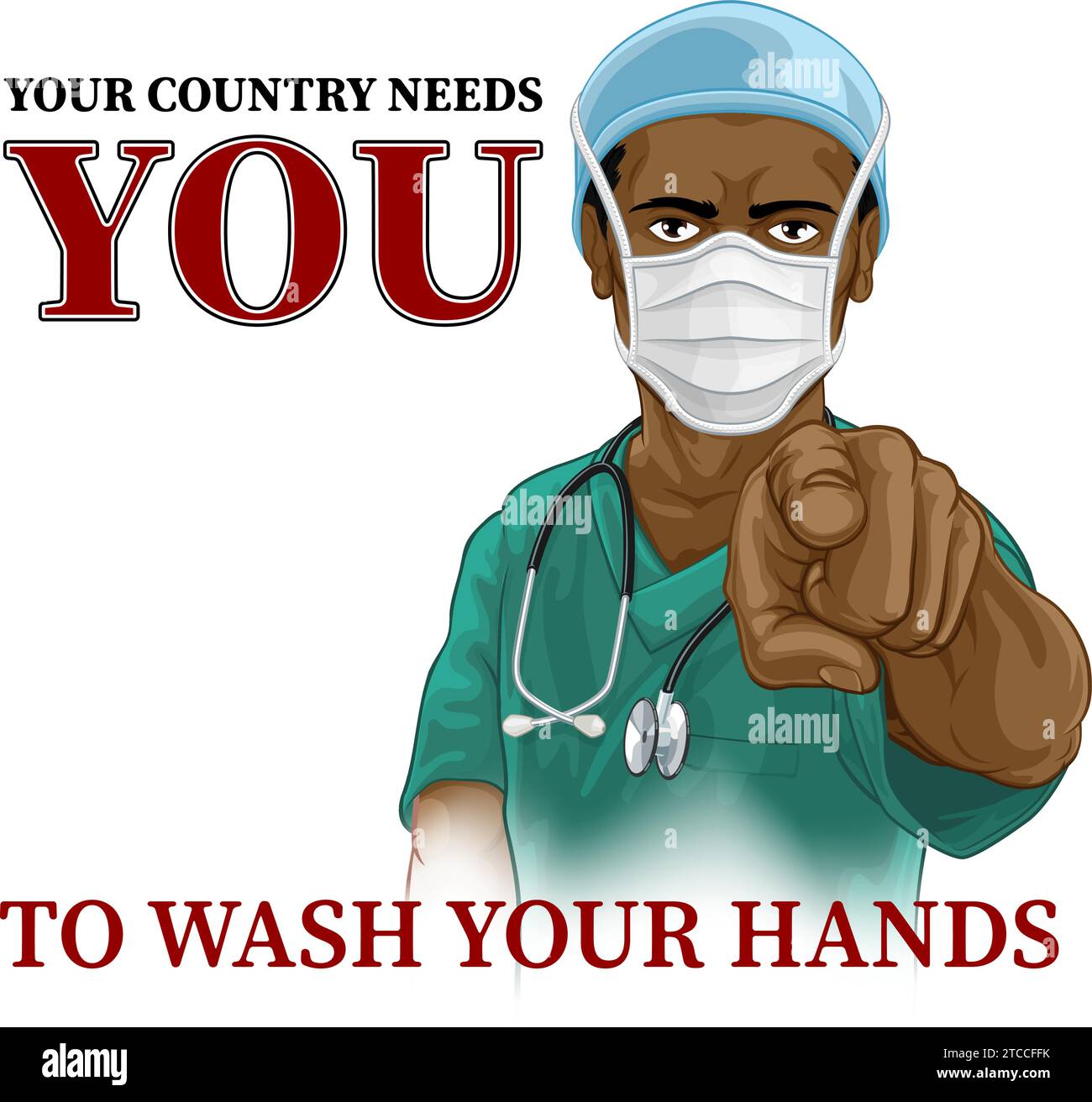 Doctor Nurse Needs You Wash Hands Pointing Poster Stock Vector Image ...