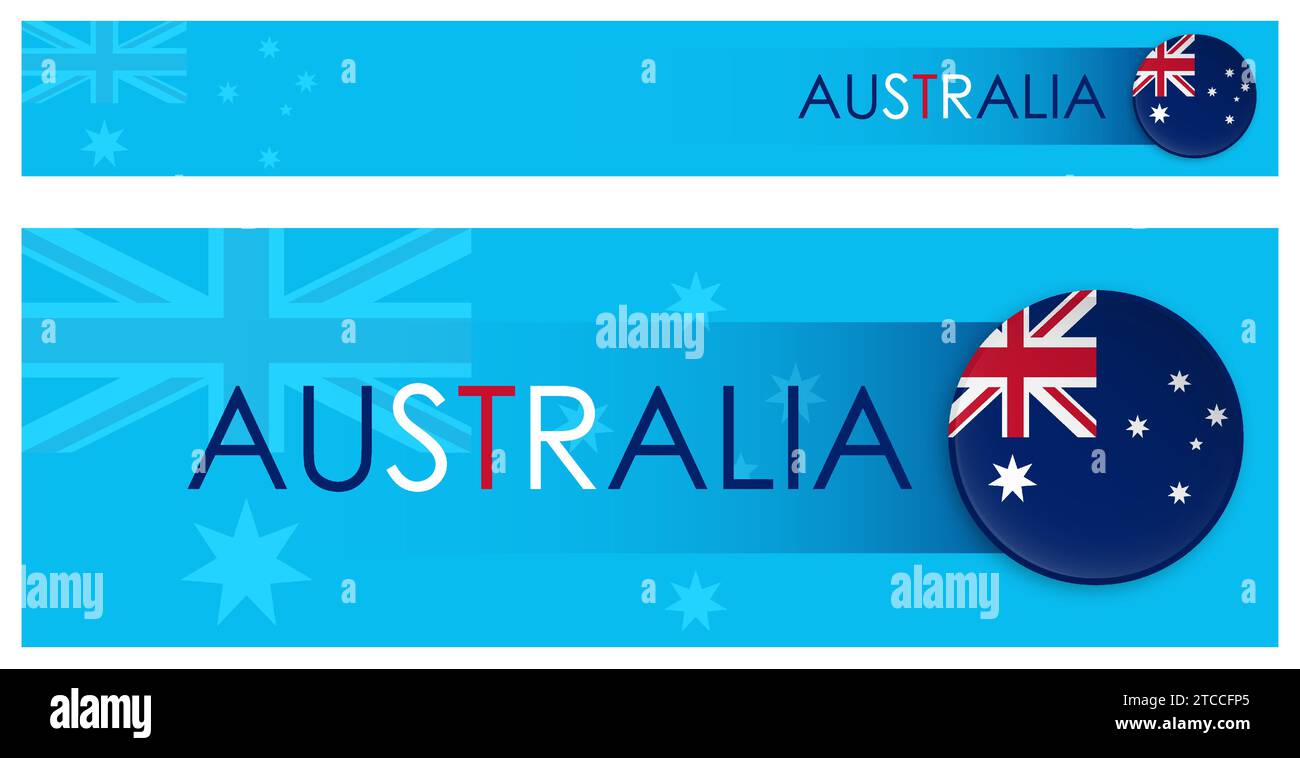Australia flag horizontal web banner in modern neomorphism style ...