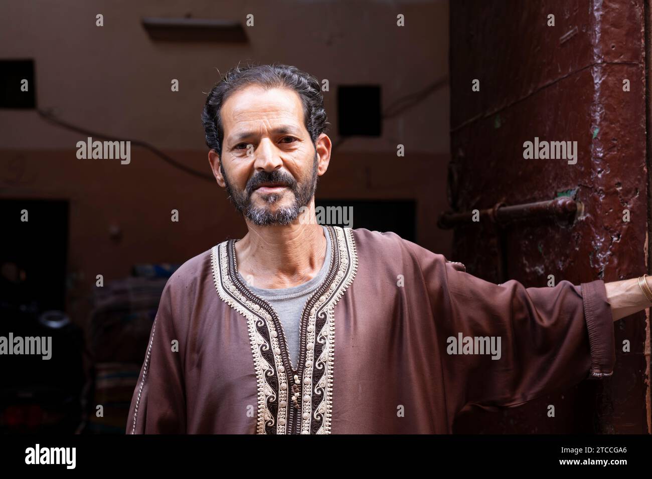 Marrakech, Morocco: portrait of a Moroccan man wearing a traditional ...