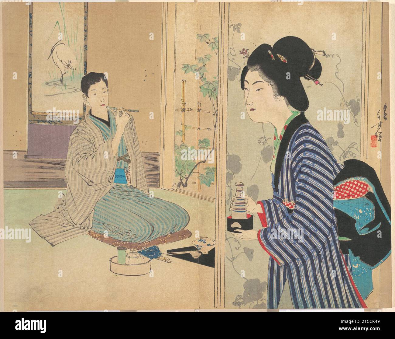 The Eel Master (Unagi danna), illustration from Bugei Kurabu (Literary ...