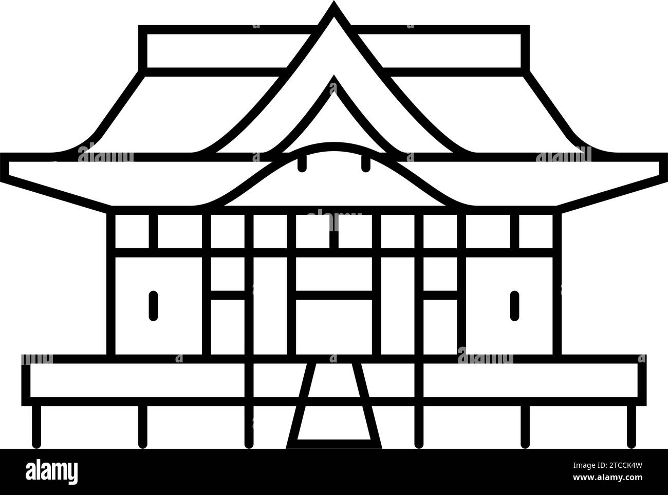 shinto shrine building shintoism line icon vector illustration Stock ...