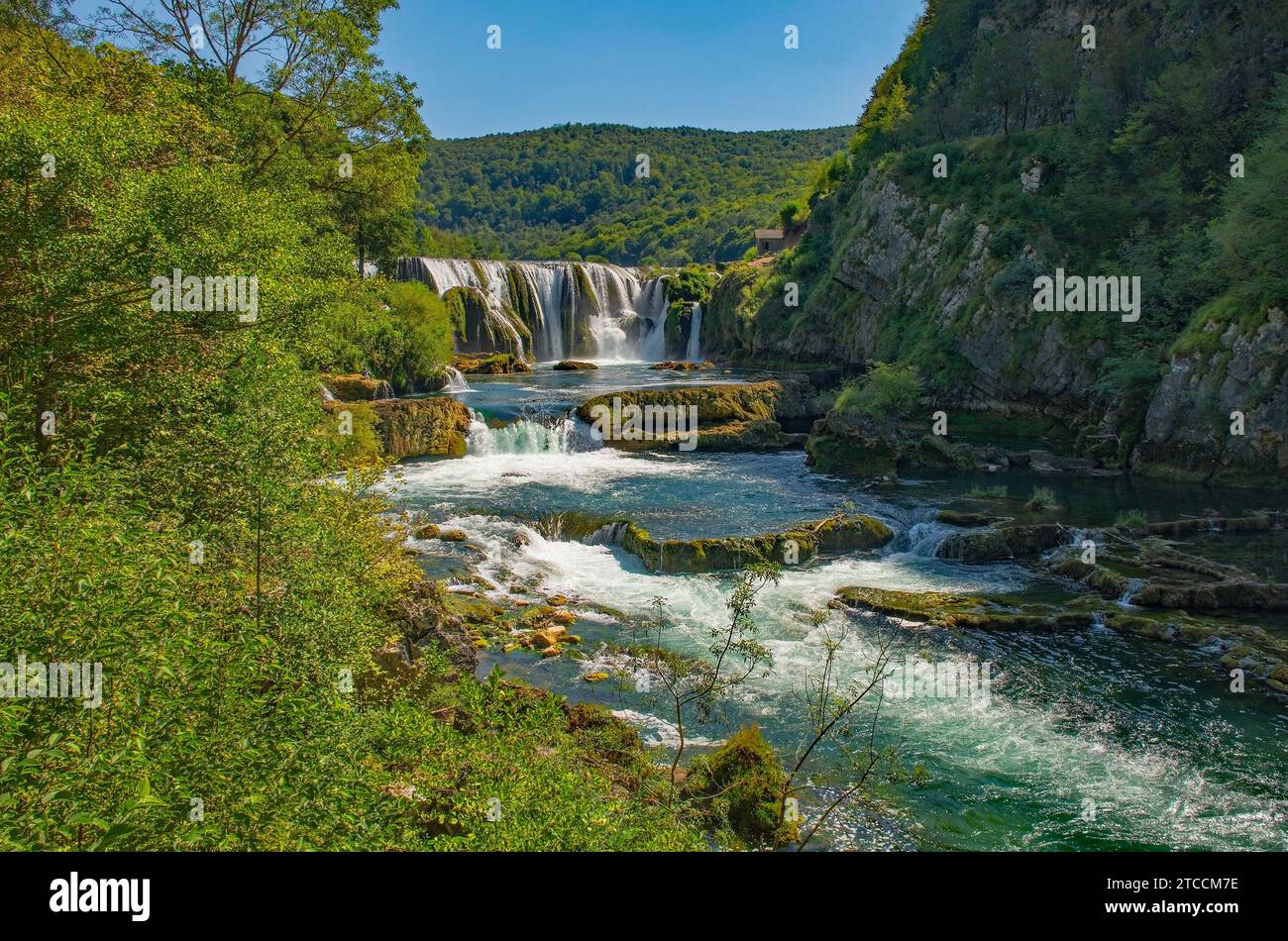 Strbacki Buk, a terraced waterfall on the Una River on the border ...