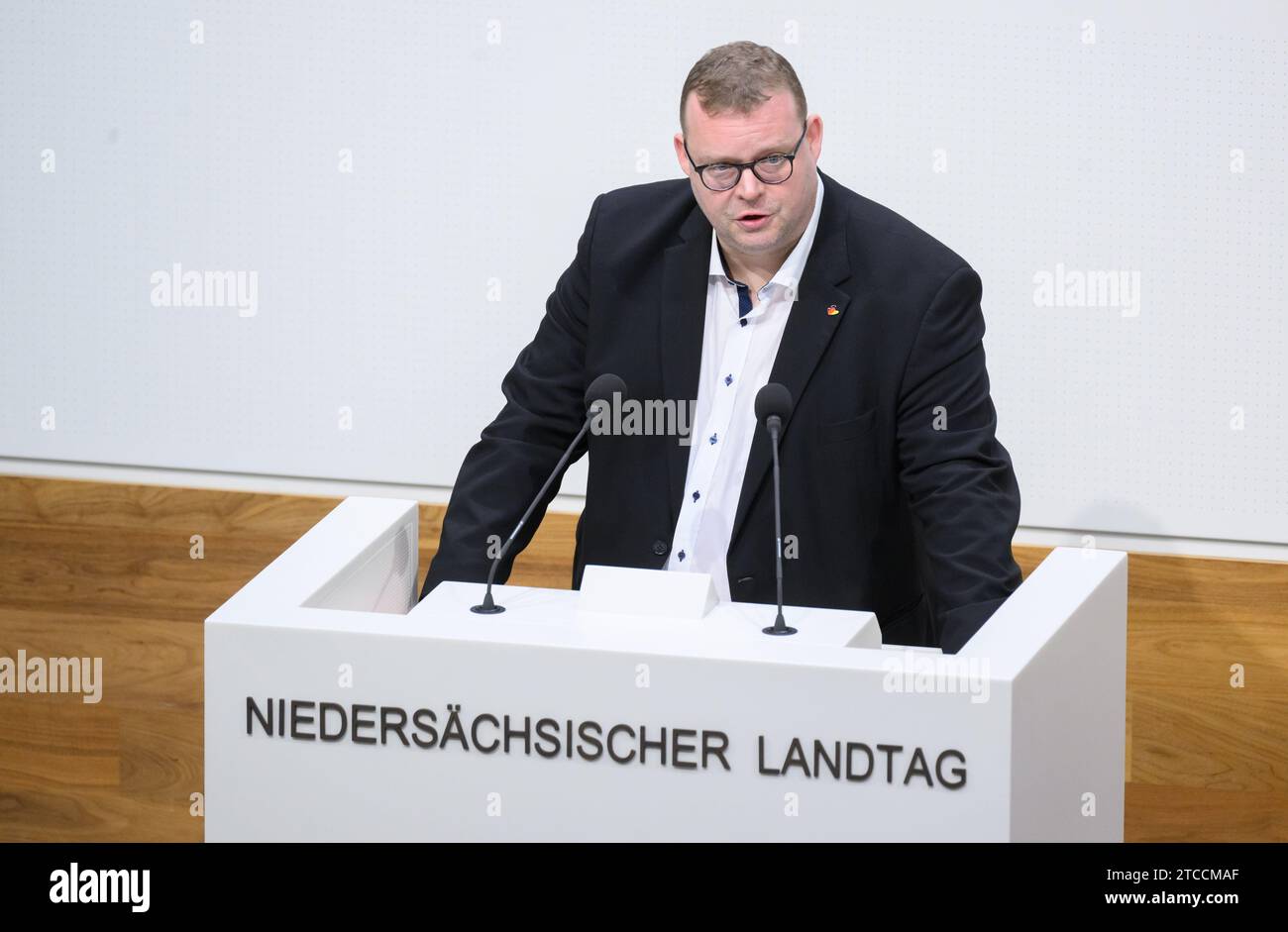 Hanover, Germany. 12th Dec, 2023. Ansgar Georg Schledde (AfD) speaks in ...