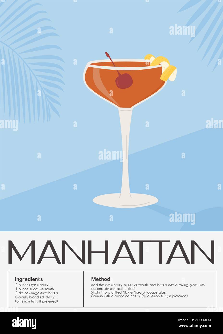 Manhattan Classic Cocktail garnished with maraschino cherry. Classic ...