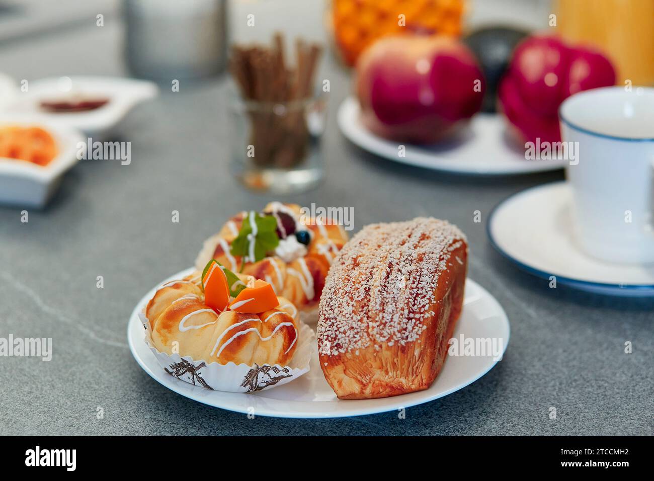 Plastic artificial food close up in the studio cuisine. Food shooting ...