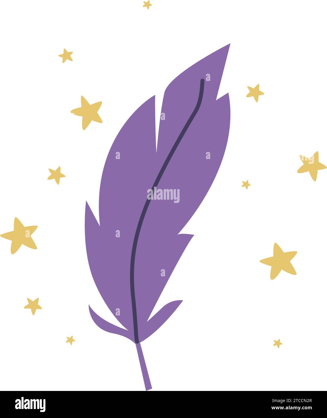 Purple bird feather hand drawn clip art. Cute magical attribute feather ...