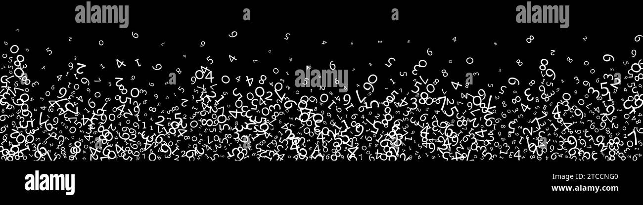 Falling numbers, big data concept. Binary white messy flying digits ...
